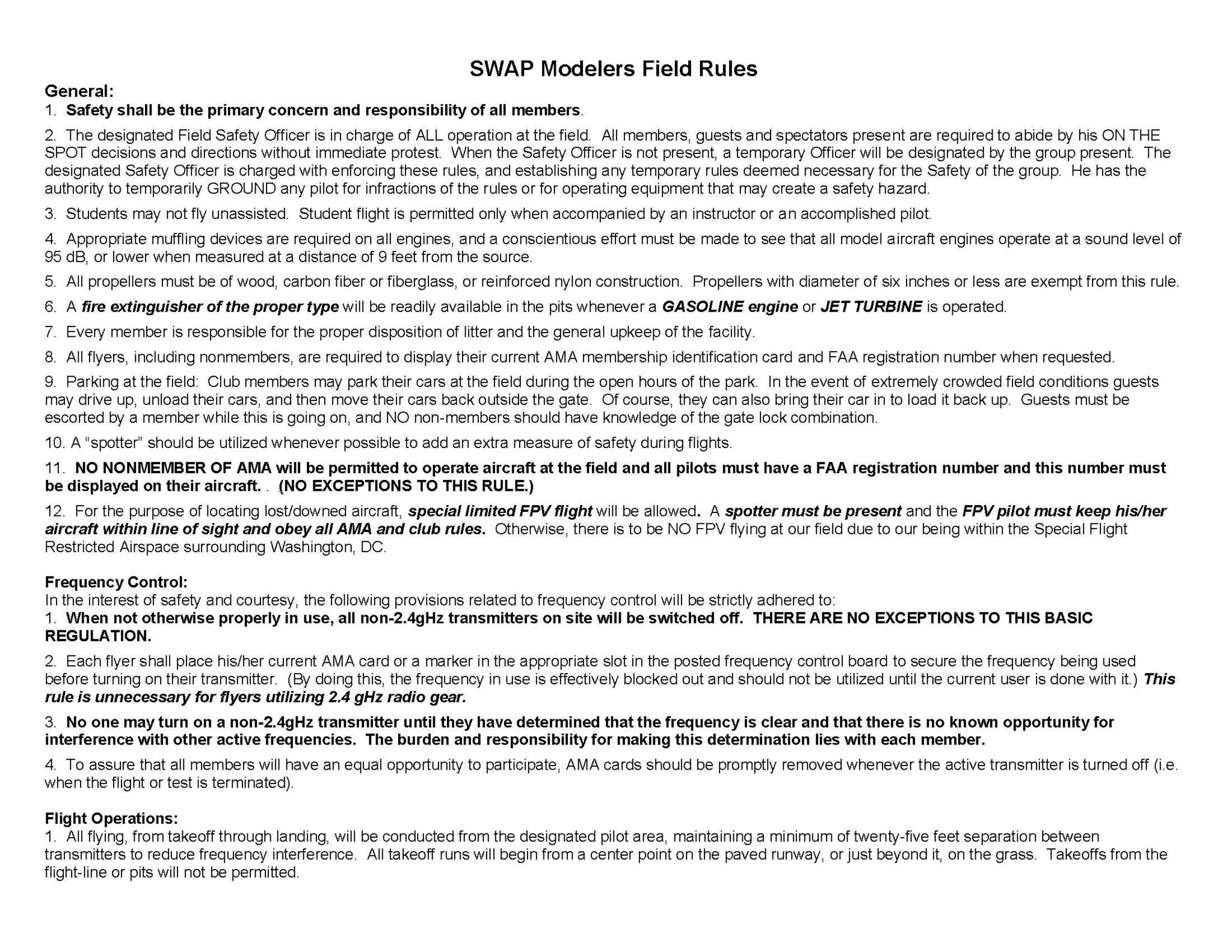 SWAPRC Field Rules 1 - swaprc.org