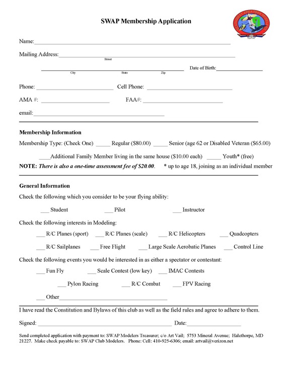 Membership Application - swaprc.org